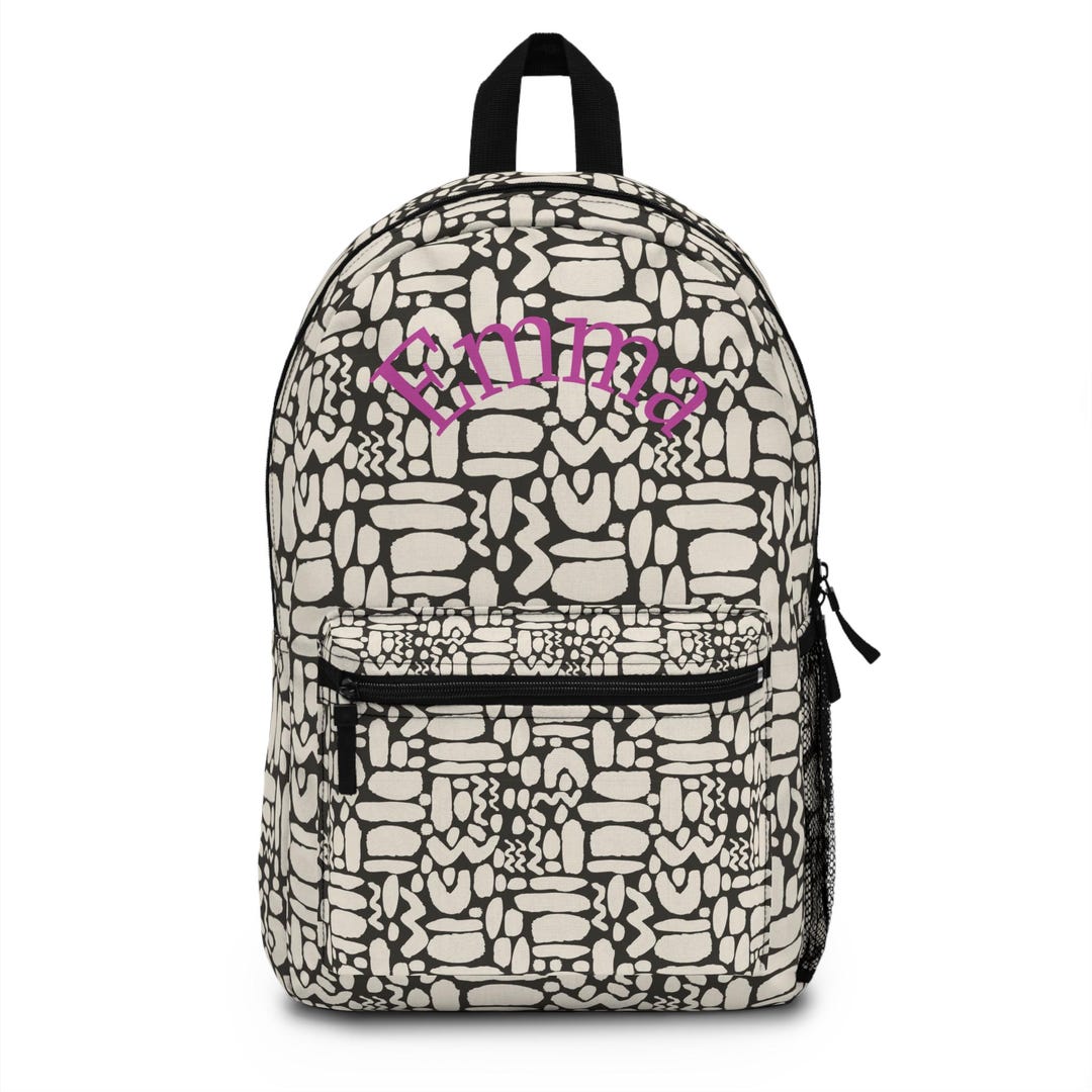 Black and White Geometric Shapes Backpack, Personalized Custom Name ...