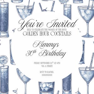 Golden Hour Birthday, You’re Invited, Party Invite, Cocktail Party ...