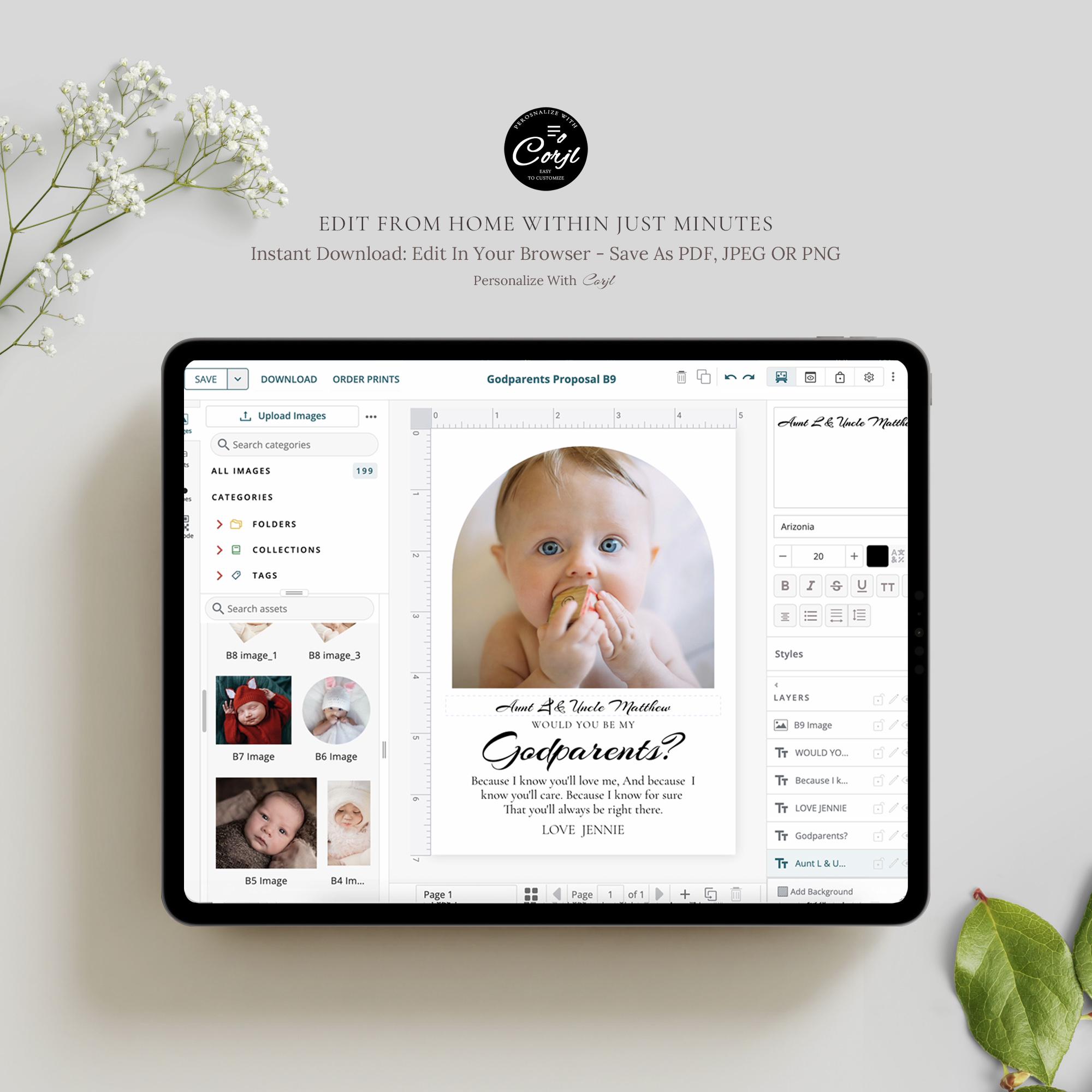 Godparent Proposal Card Template: Minimalist Baptism Invitation ...