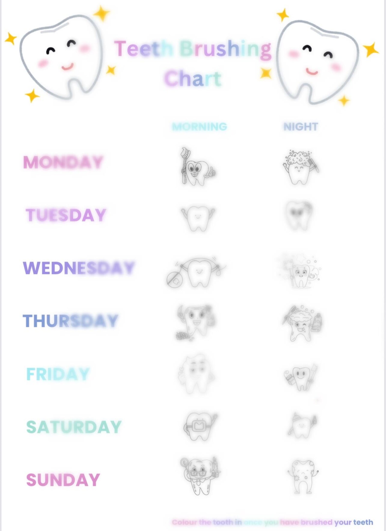Dental Chart for Kids - Etsy