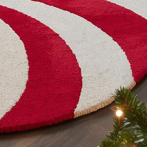 Handmade Wool Candy Cane Rug | Red White Spiral Carpet | Boho Christmas ...