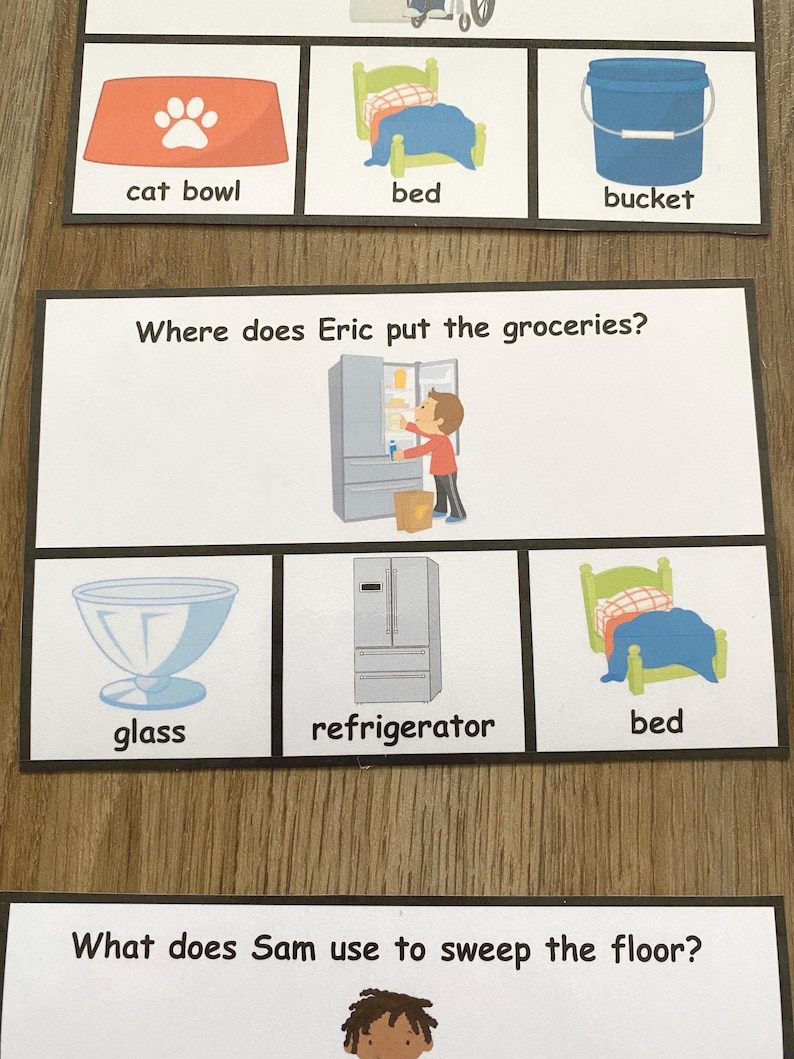 Chore Task Cards for Autism & SEN, What Where Questions Task Cards ...