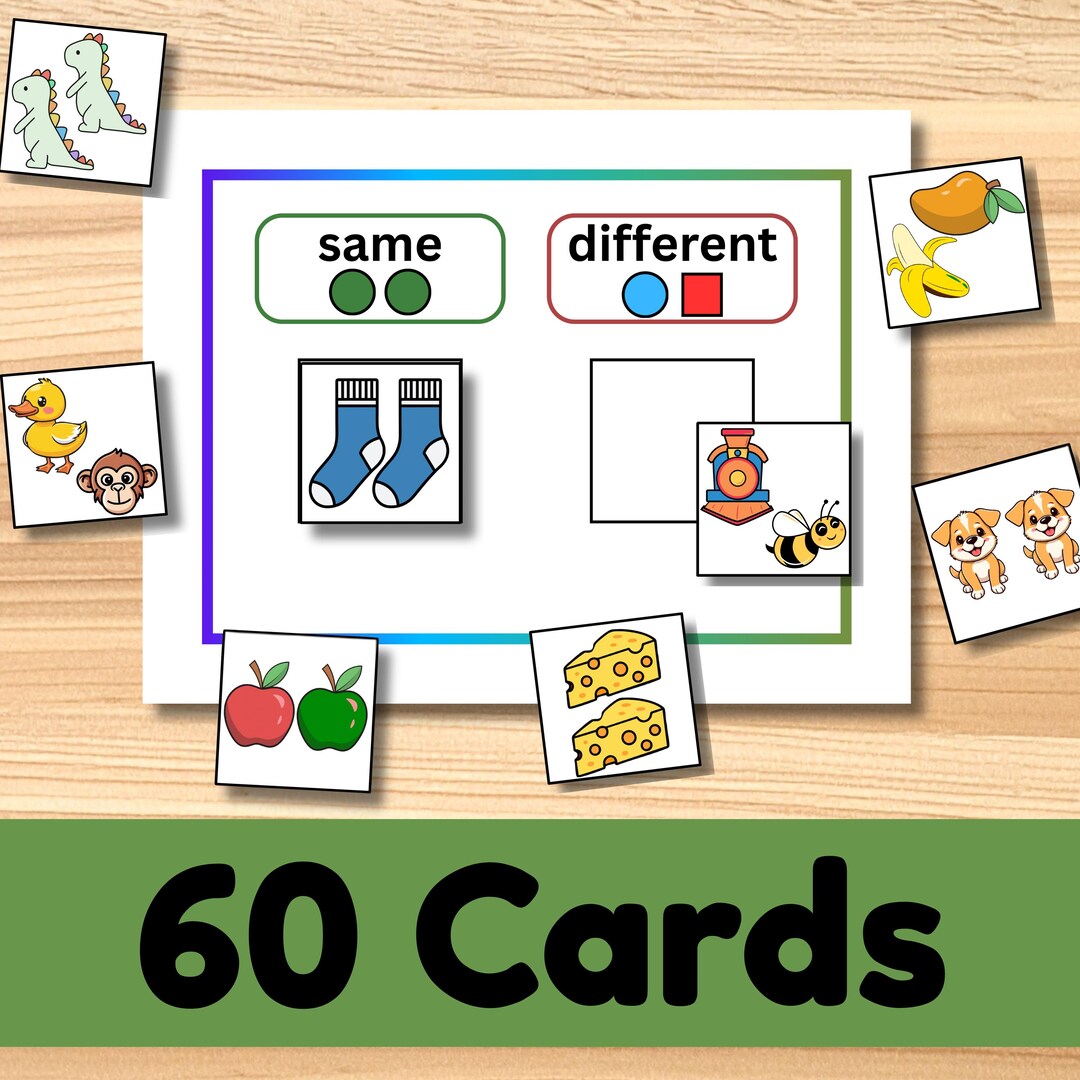 Same Vs Different Sorting Activity, Speech Therapy Game, ABA Therapy ...
