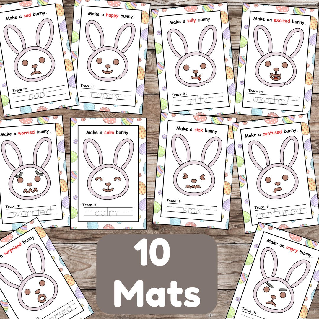 Easter Emotions Playdough Mats, Fun Easter Bunny Feelings Activity ...