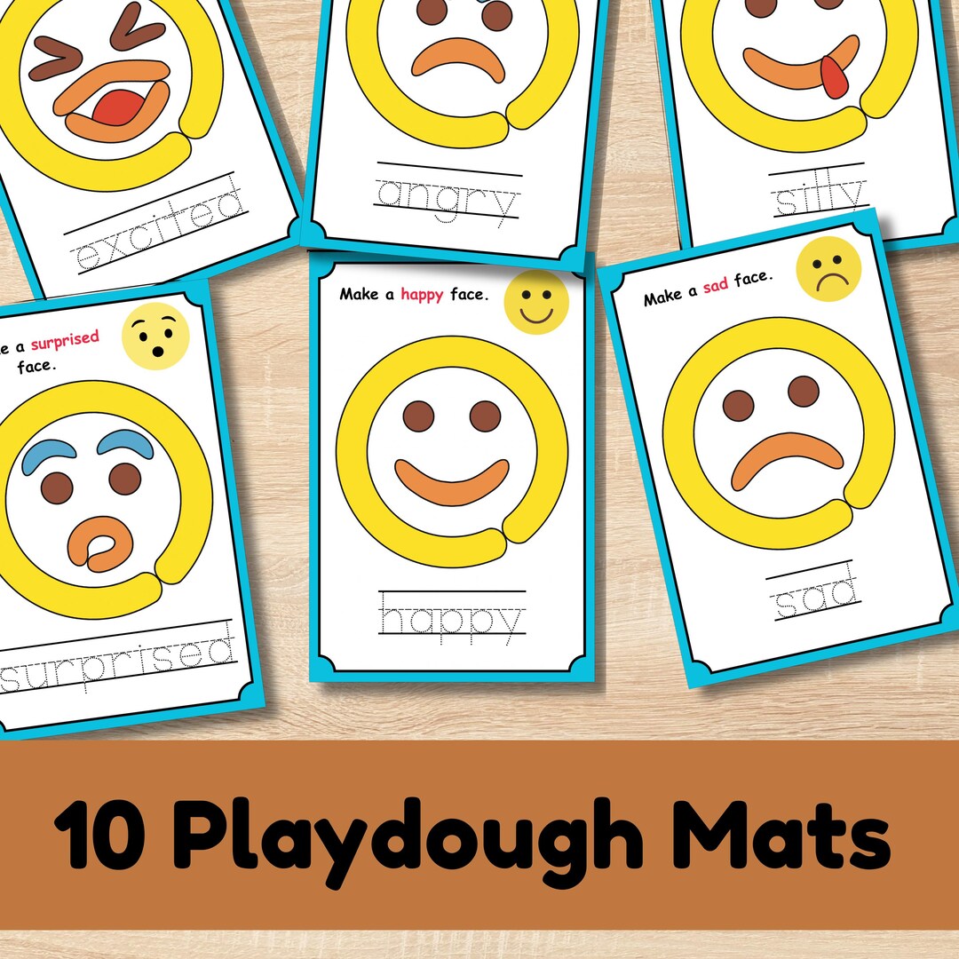 Feelings Playdough Mats for Kids, Emotions Play Dough Mats, Social ...