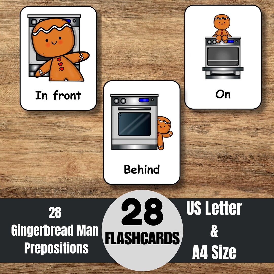 28 Gingerbread Man Prepositions Flashcards, High Quality, Speech ...