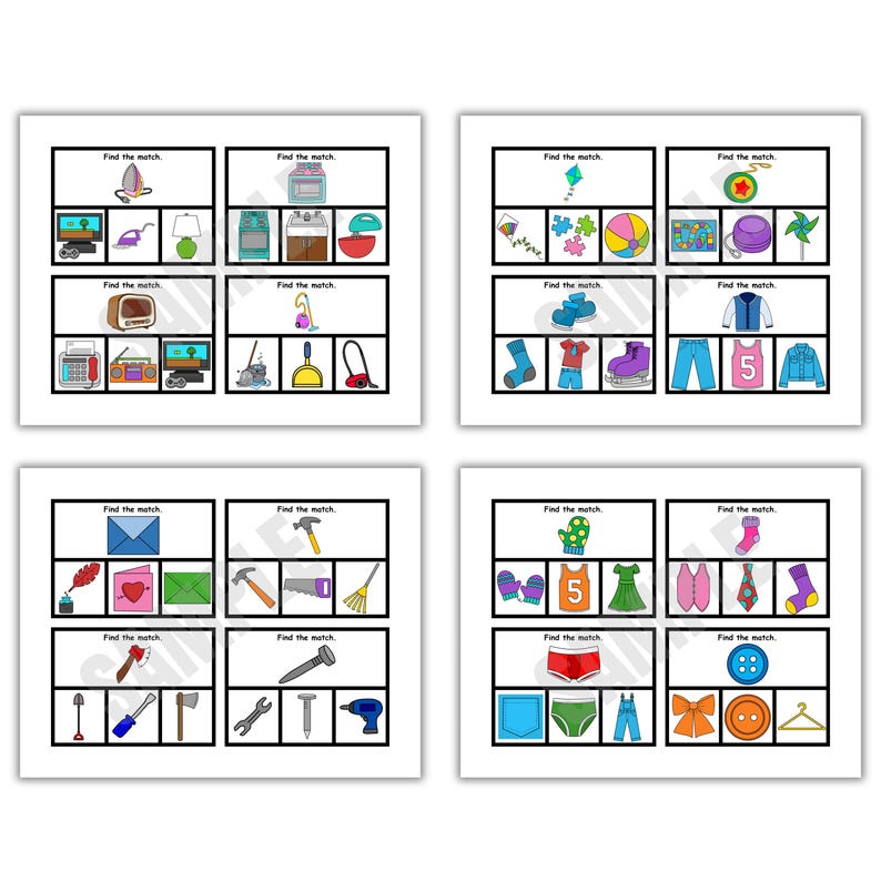 88 Non-identical Matching Task Cards, Match Non-identical Images for ...