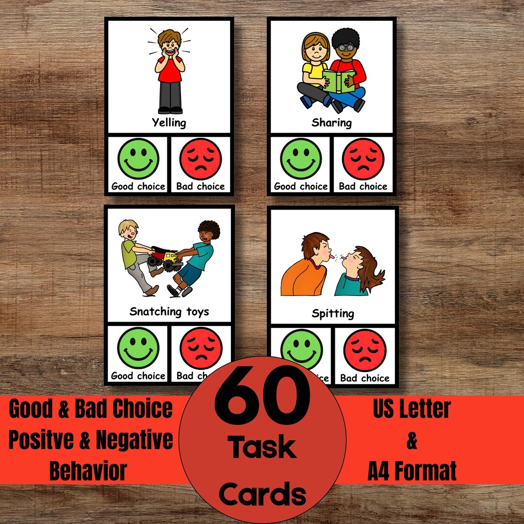 Good Choice & Bad Choice Task Cards, Positive and Negative Behavior ...
