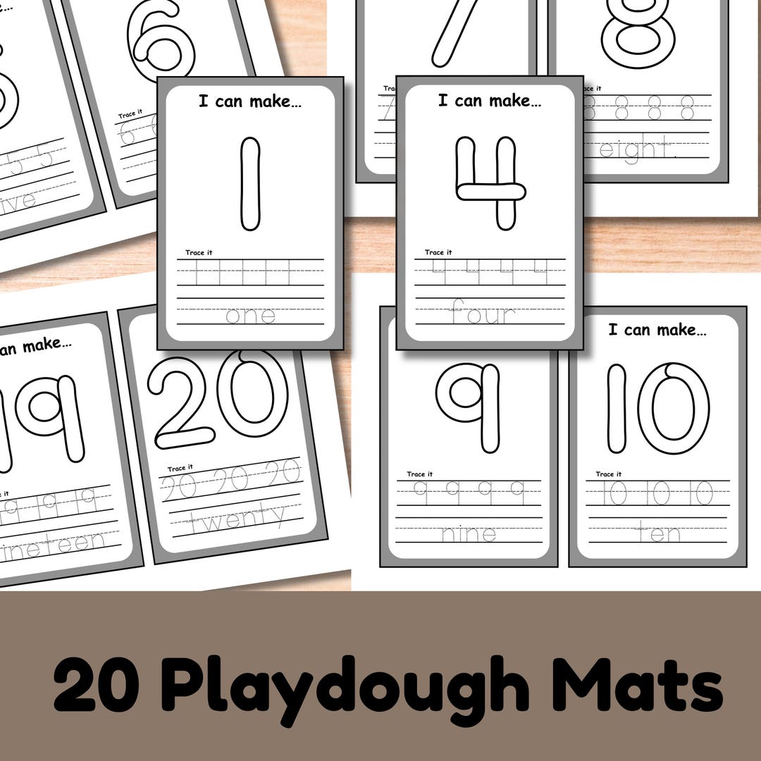 Numbers 1–20 Playdough Mats Printable, Preschool Number Tracing Mats ...