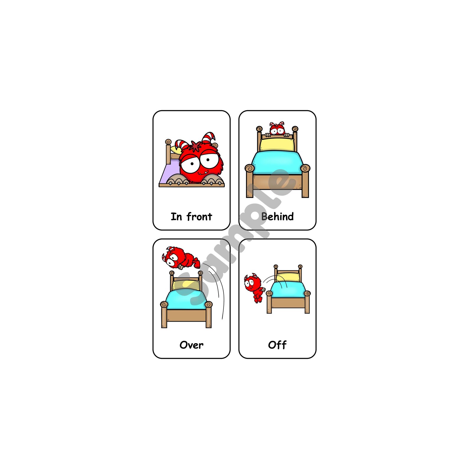 Printable Preposition Flashcards Montessori Style, Kindergarten, Pre K ...