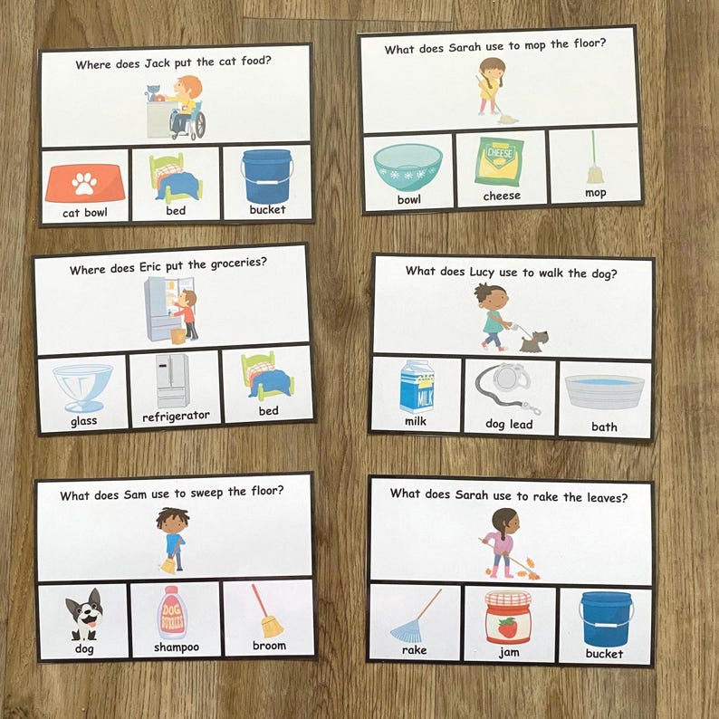 Chore Task Cards for Autism & SEN, What Where Questions Task Cards ...