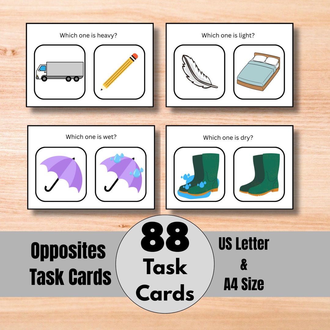 88 Opposites Task Cards, WH Questions Functions Task Cards, Language ...