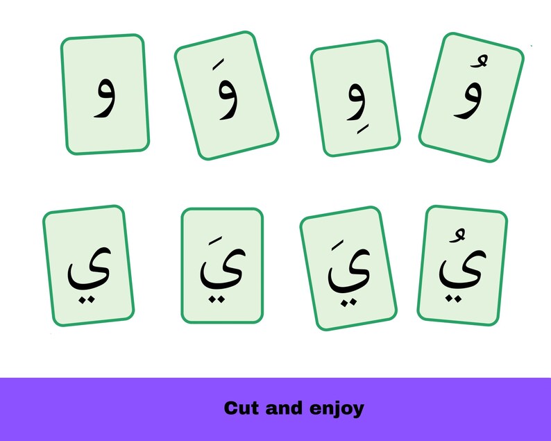 Arabic Alphabet Flashcards, Arabic Letters With Short Vowels, 112 ...