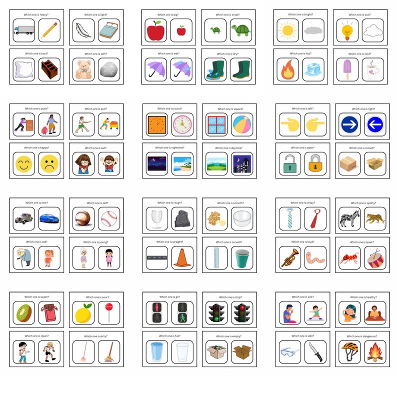 88 Opposites Task Cards, WH Questions Functions Task Cards, Language ...