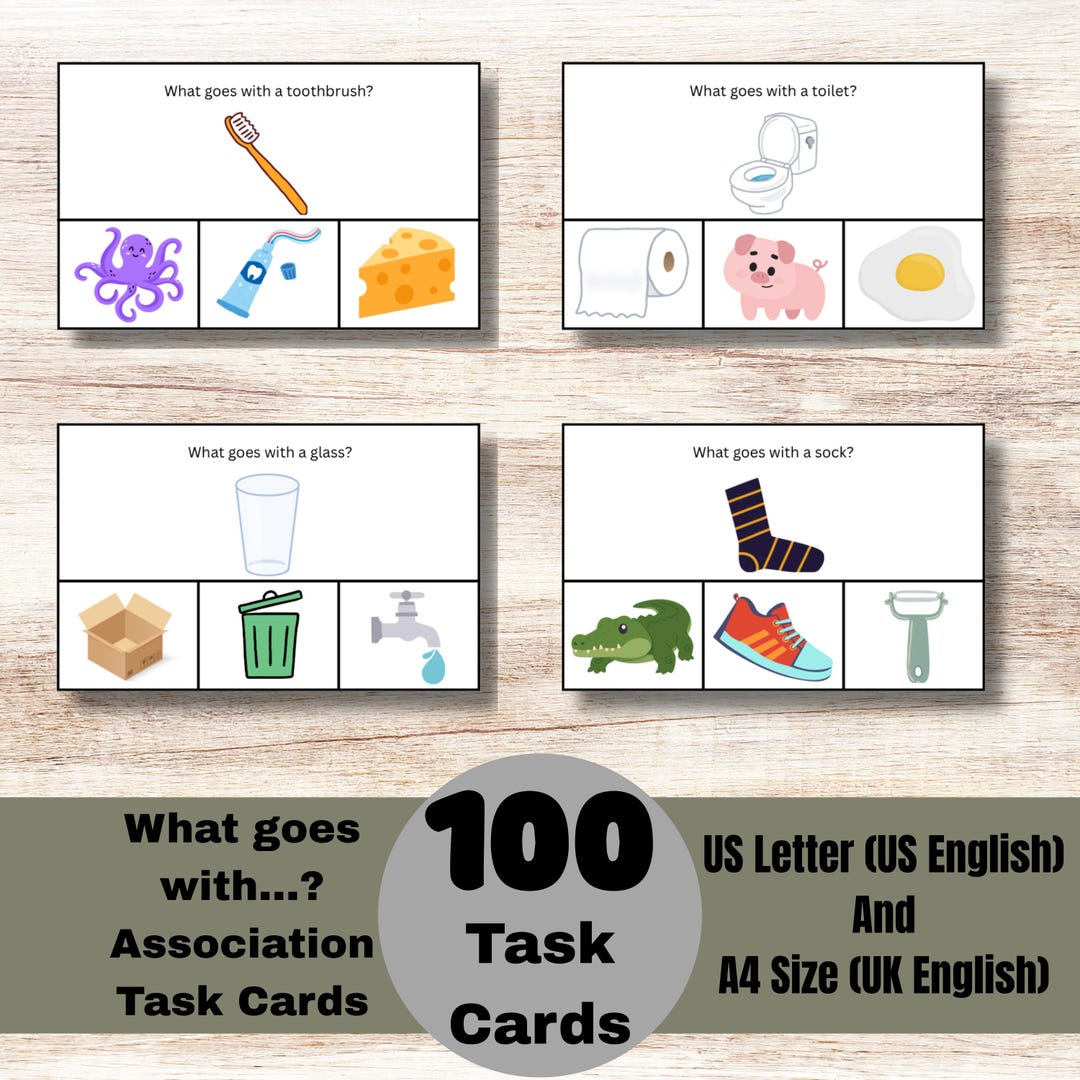 What Goes With? Object Association Task Cards, Matching Activity, Early ...