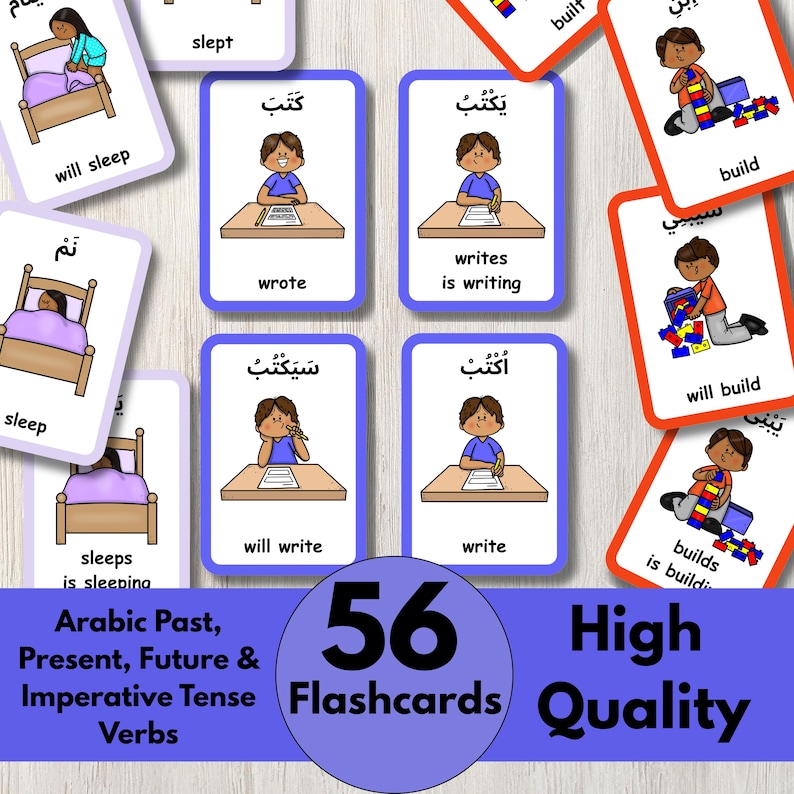 56 Arabic Verbs Flashcards, Past, Present, Future & Imperative Tense ...