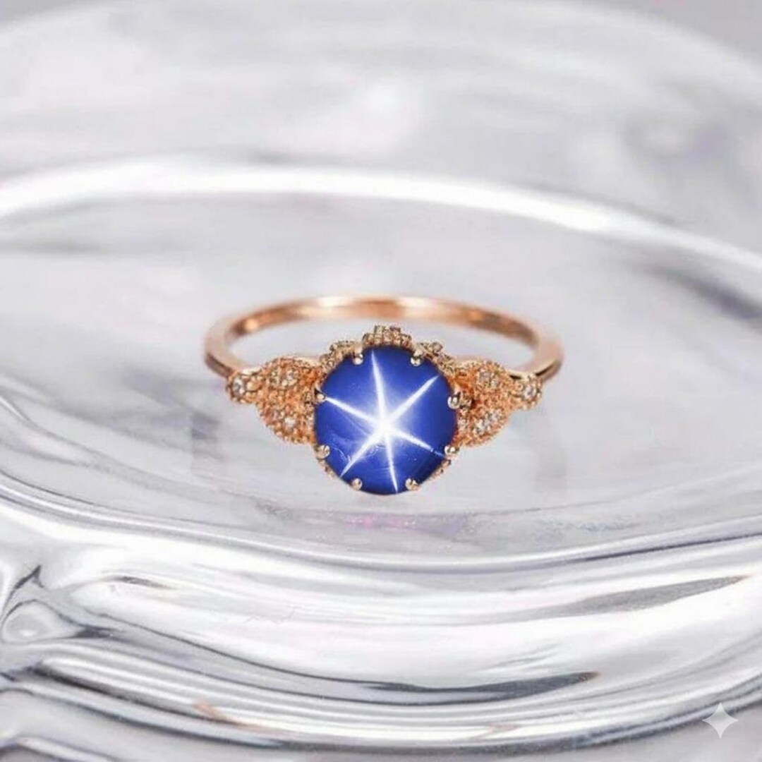 Blue Star Sapphire Ring: Lindy Star, Sterling Silver Solitaire ...