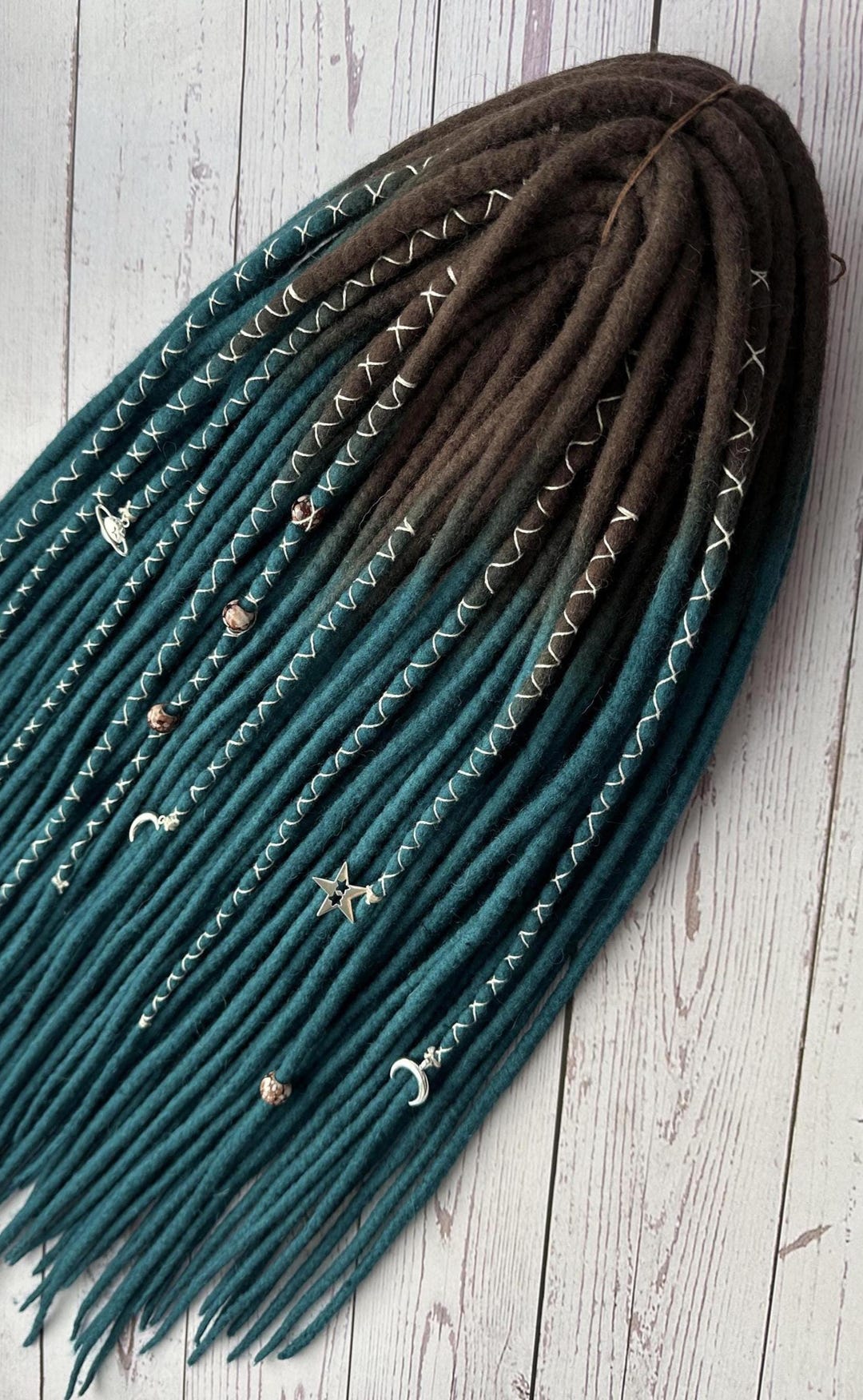 Distressed Locs Crochet DE / Brown to Green Ombre Merino Wool ...