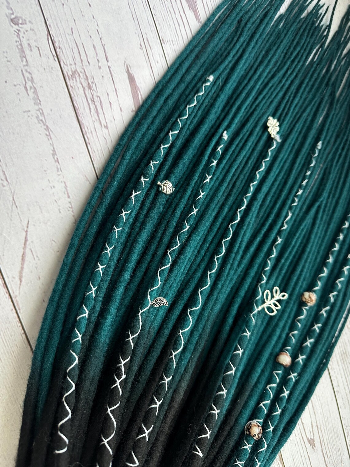 Handmade Wool Dreadlock Set – Black, Emerald Green, Viking Curls - Etsy ...
