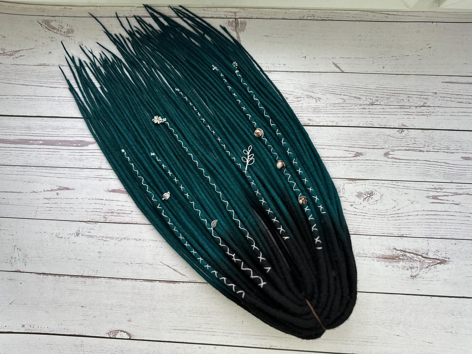 Handmade Wool Dreadlock Set – Black, Emerald Green, Viking Curls - Etsy ...