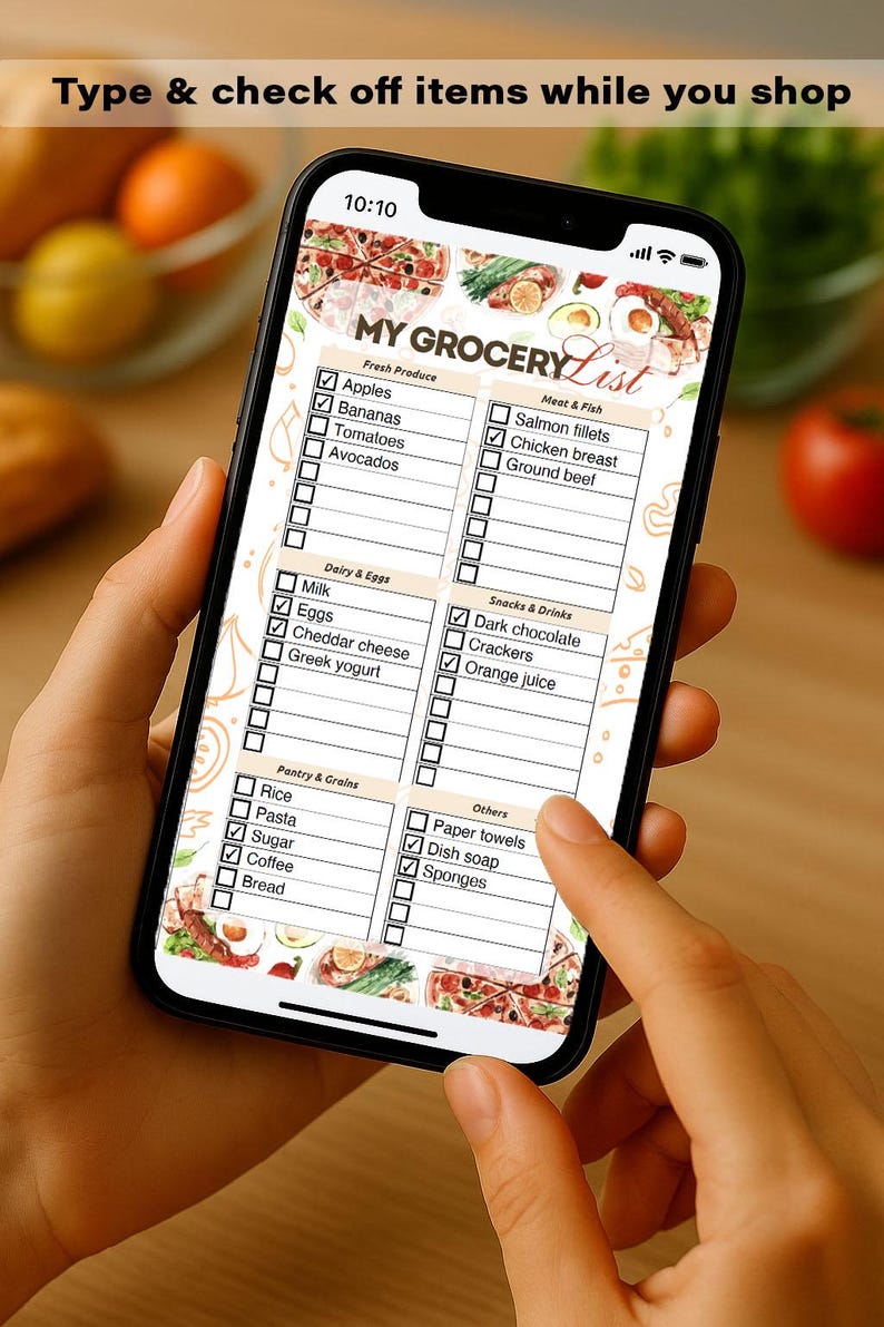 Phone Grocery PDF | Editable Mobile Shopping Checklist | Digital Food ...