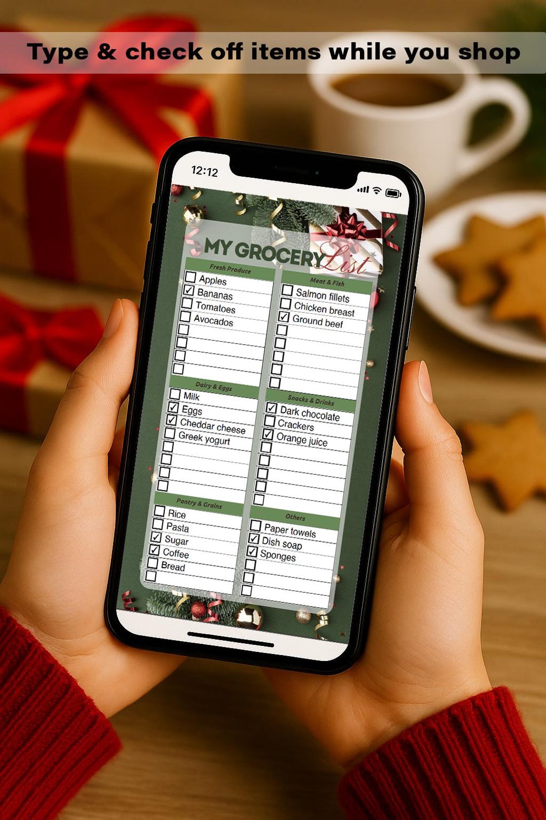 Editable Grocery List for Phone | Minimalist Digital Shopping Planner ...