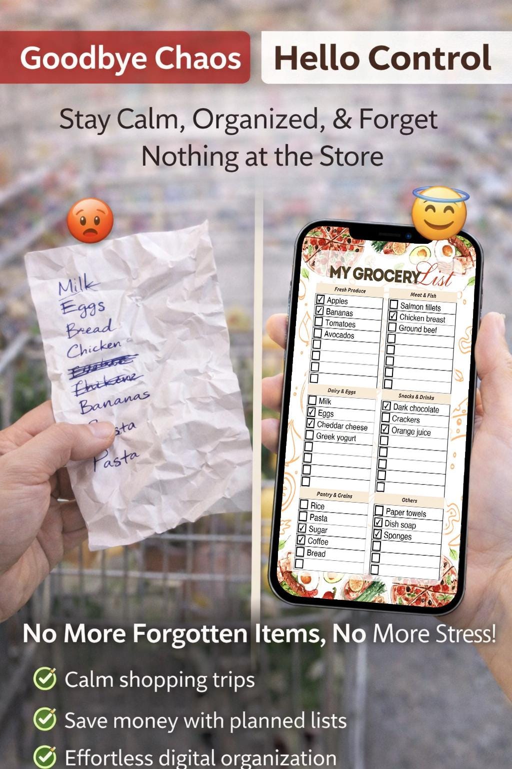 Phone Grocery PDF | Editable Mobile Shopping Checklist | Digital Food ...