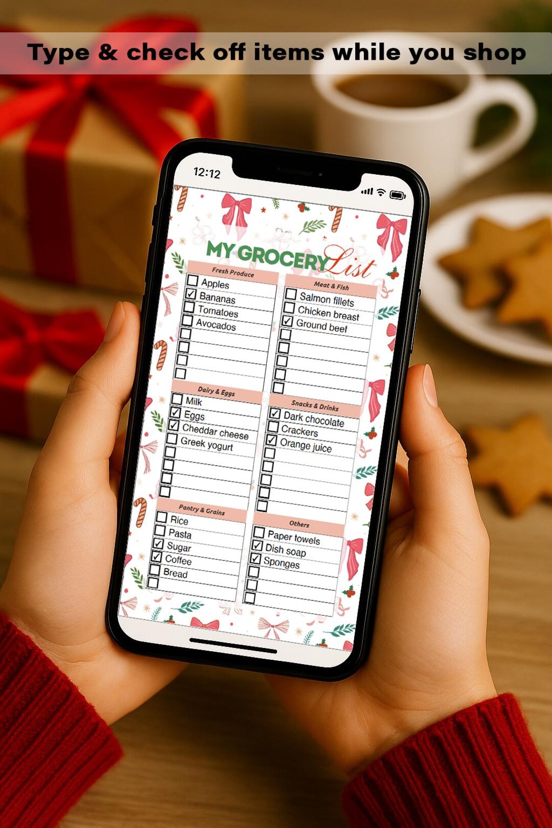 Editable Grocery List for Phone | Minimal Digital Planner PDF (iphone ...