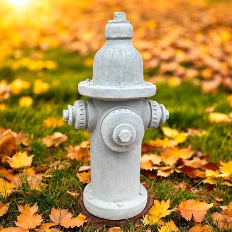 Cement Hydrant Figurine Fire Hydrant Detailed Sculpture Outdoor Garden ...