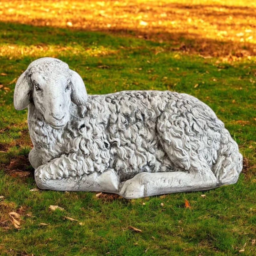 Detailed Sheep Sculpture Farmhouse Animal Decor Concrete Backyard or ...