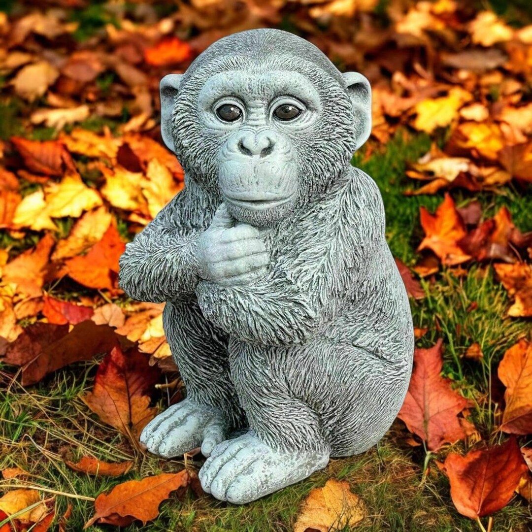 Painted Chimpanzee Figurine Concrete Jungle Monkey Statue Animals Gift ...
