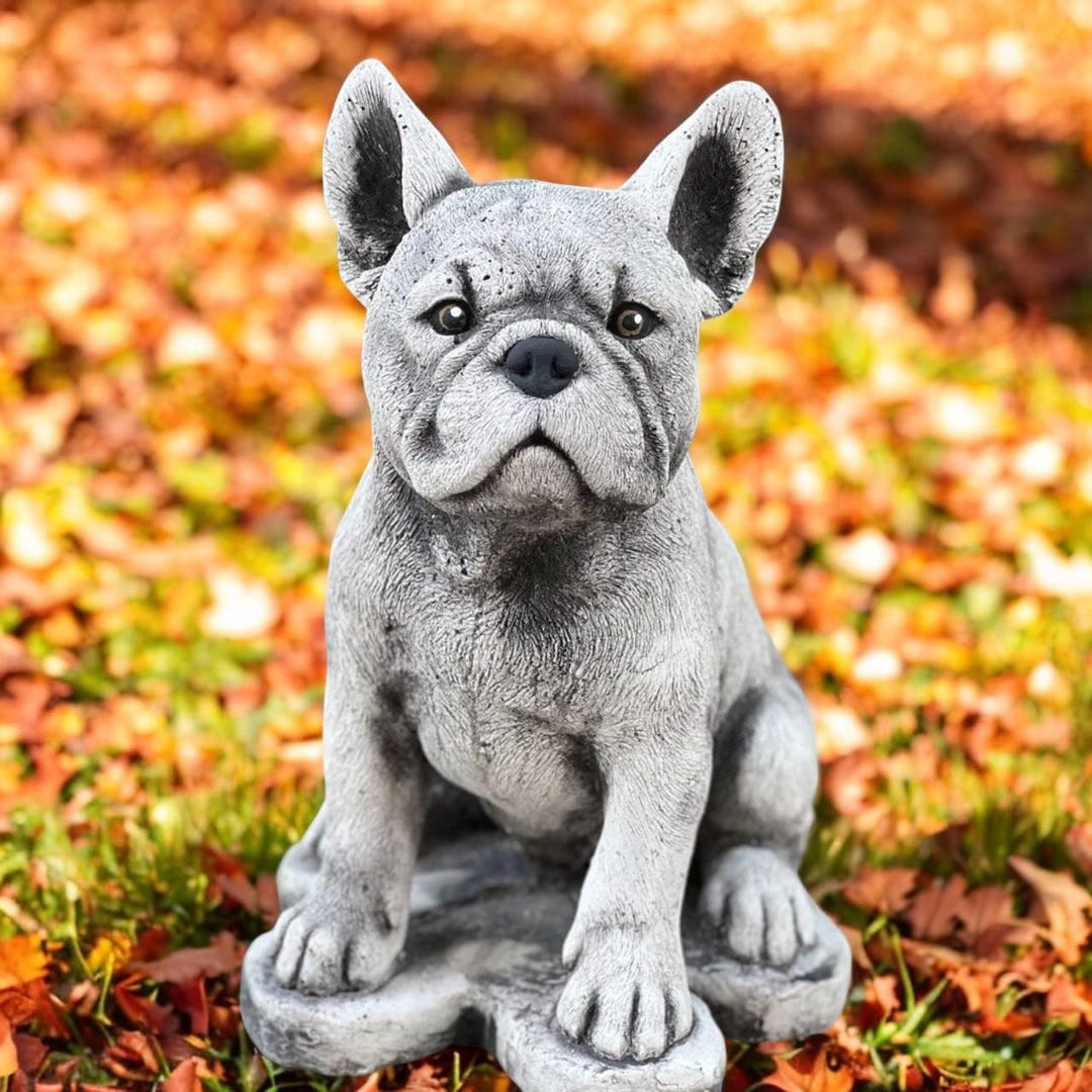 French Bulldog Figure Sitting Frenchie Dog Statue Painted Dog Sculpture ...