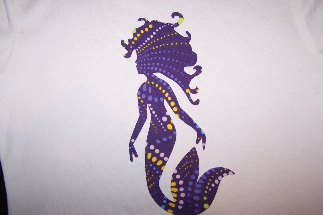 Iron on Mermaid, Mermaid Patch 8 Tall, Mermaid Patch in Purple, Iron on ...