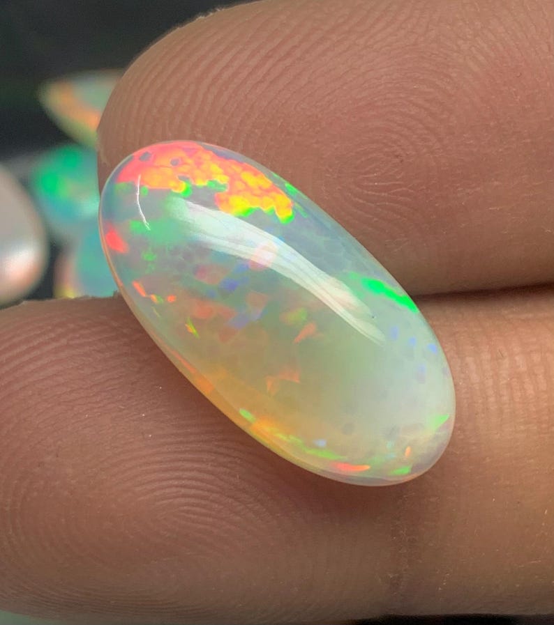 Honeycomb Pattern Ethiopian Opal Cabochon: Oval Shape Opal Gemstone for ...