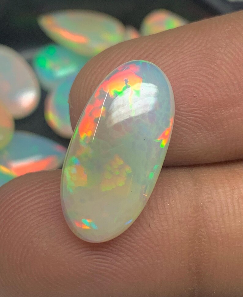Honeycomb Pattern Ethiopian Opal Cabochon: Oval Shape Opal Gemstone for ...