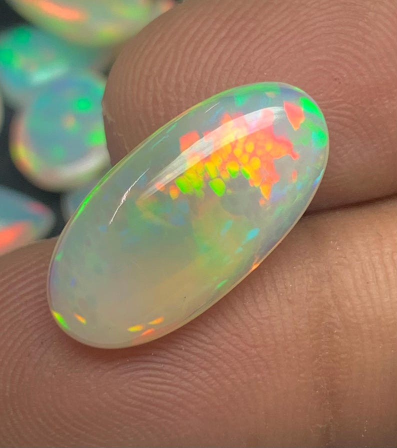 Honeycomb Pattern Ethiopian Opal Cabochon: Oval Shape Opal Gemstone for ...