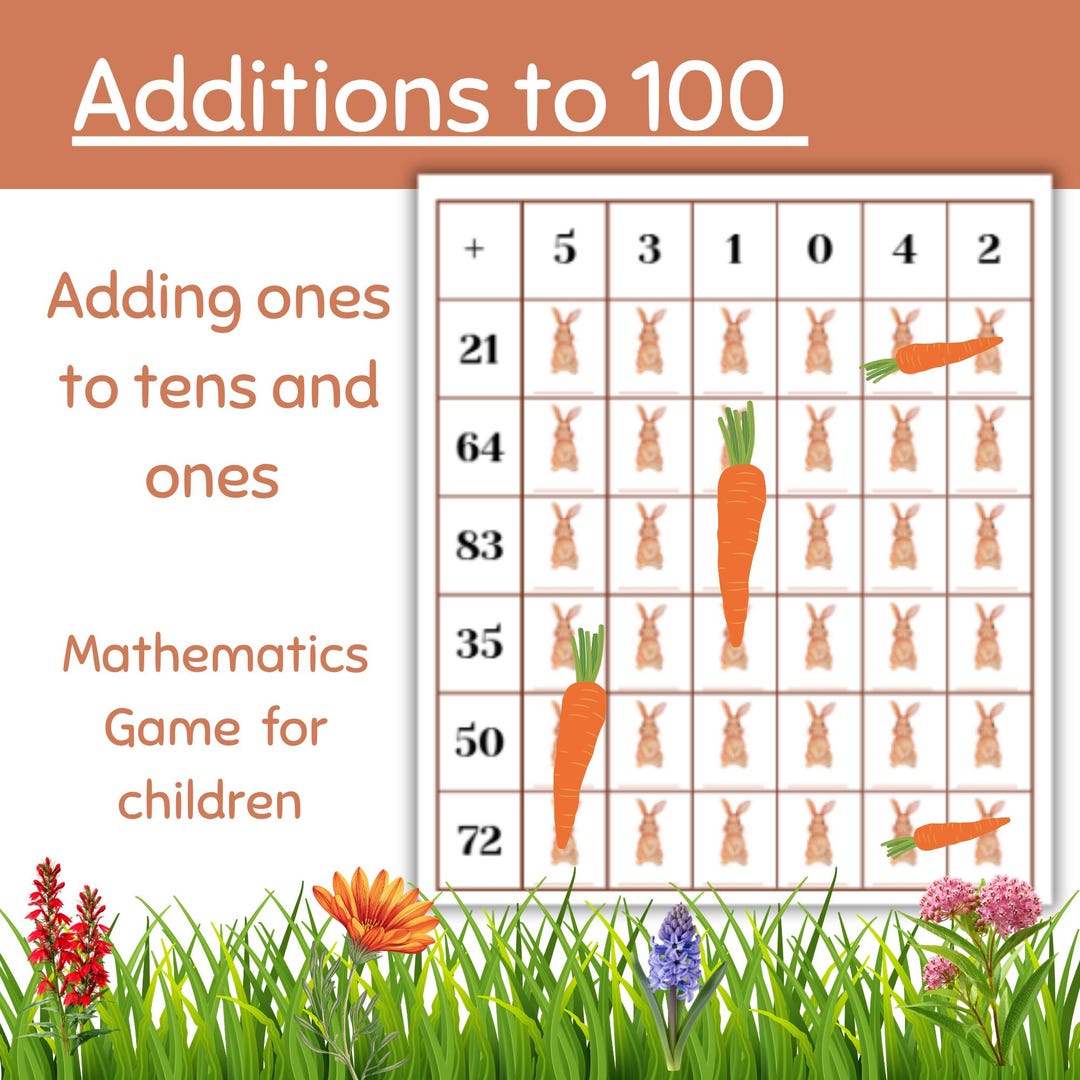 Addition Game to 100, Adding Ones to Tens and Ones| Printable ...