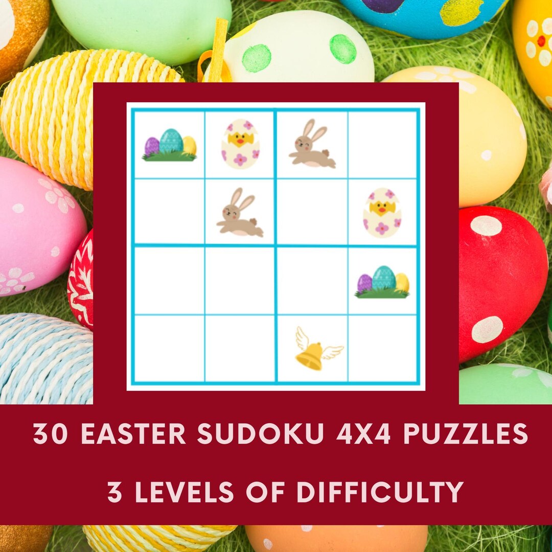 30 Easter Sudoku 4x4 Puzzles, 3 Levels of Difficulty, Executive ...
