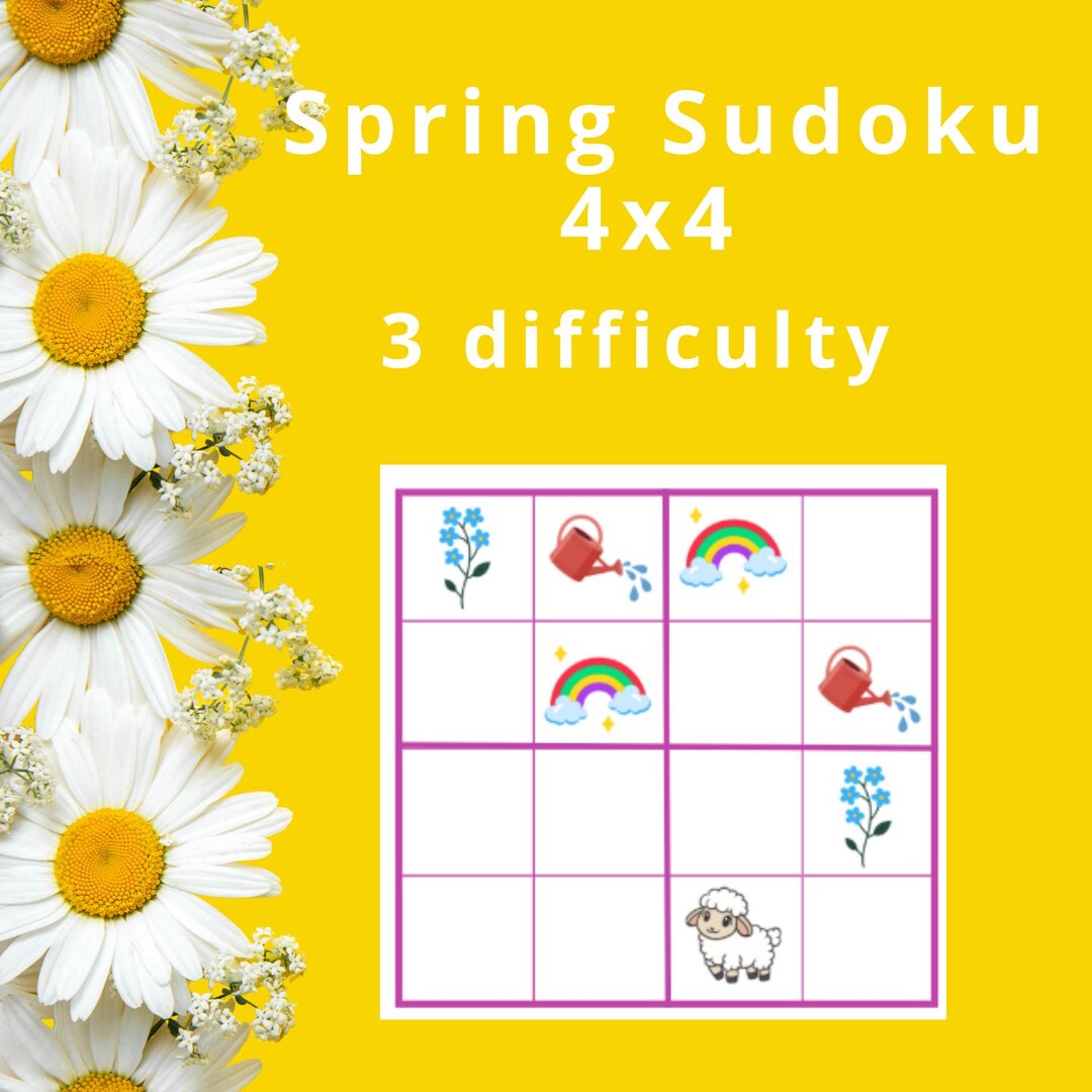Sudoku 4x4, Spring, 30 Puzzles, 3 Levels of Difficulty, Executive ...