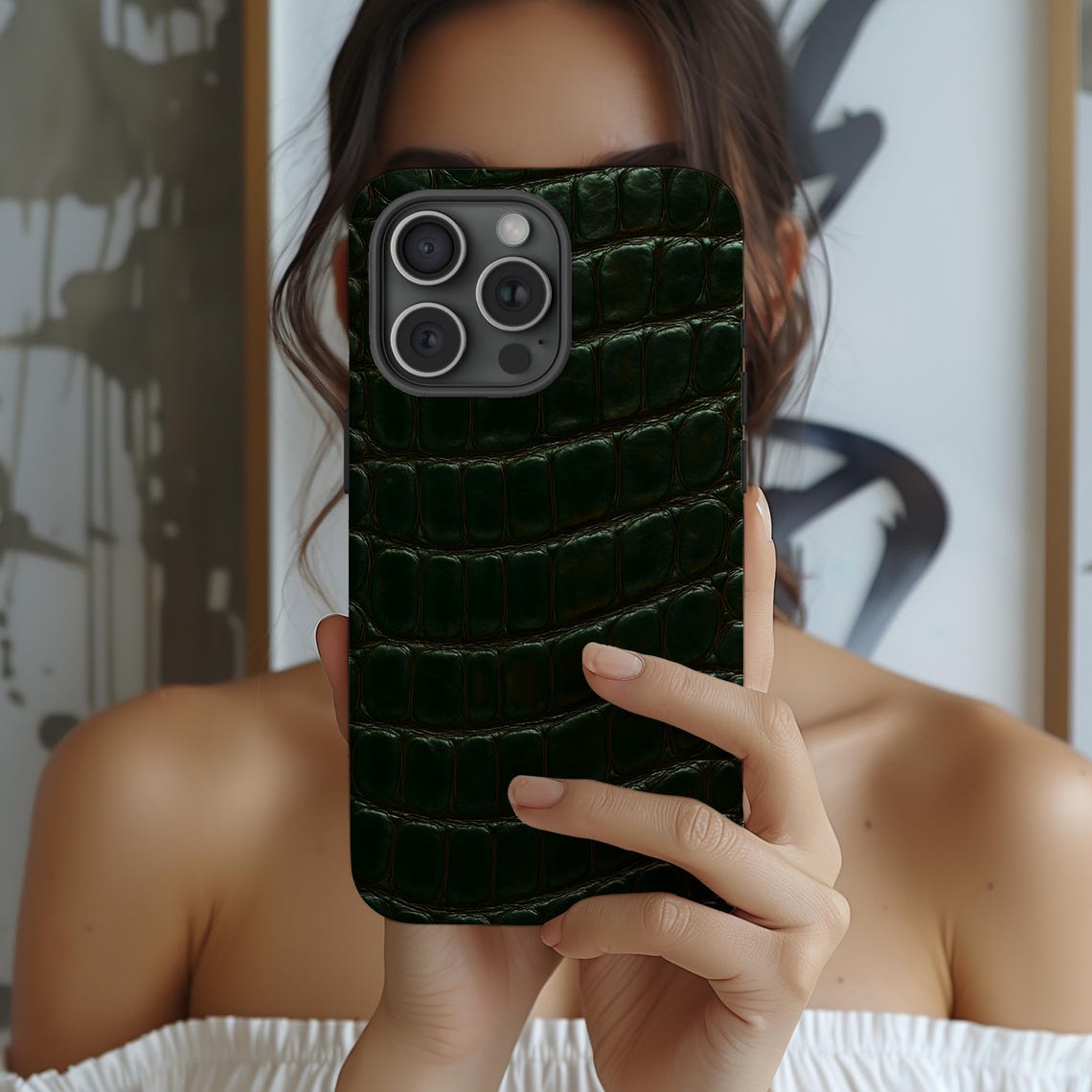 Alligator Print Phone Case, Animal Print Aesthetic Tough Phone Case ...