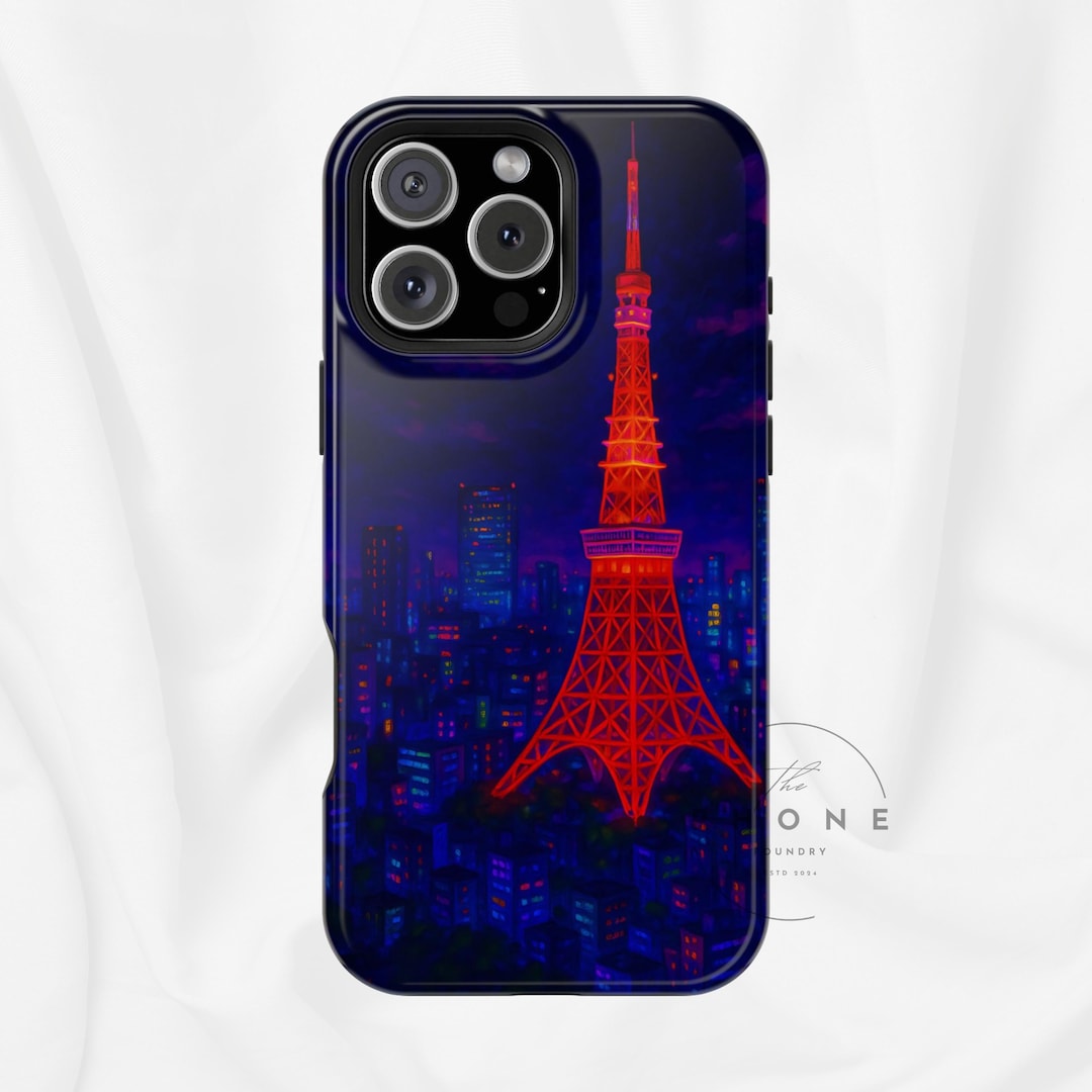 Cityscape Magnetic Phone Case, Tokyo Skyline Phone Cover, Neon Night ...