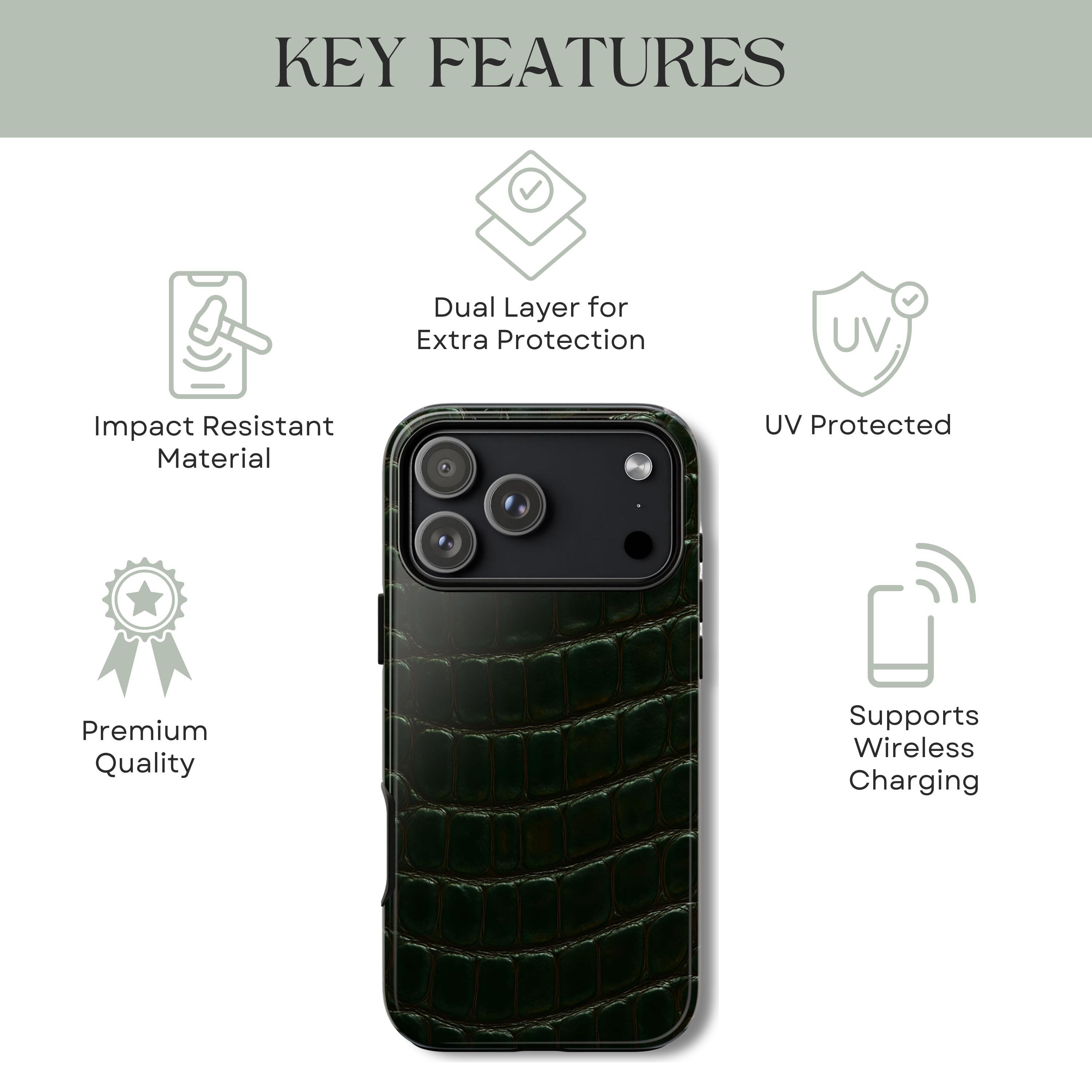 Alligator Print Phone Case, Animal Print Aesthetic Tough Phone Case ...