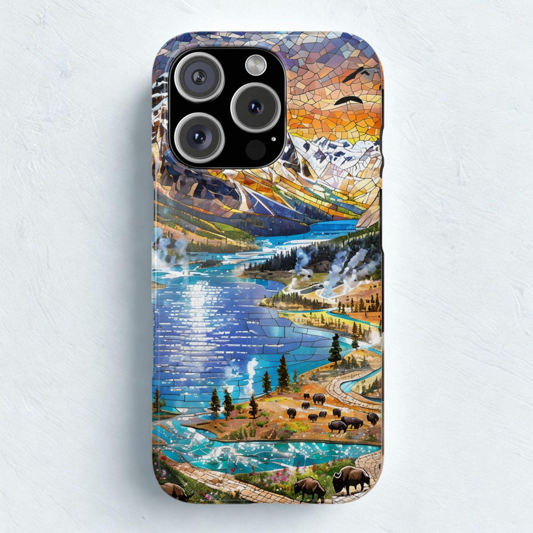 Yellowstone National Park Slim Phone Case, Mosaic Scenic Mountains ...