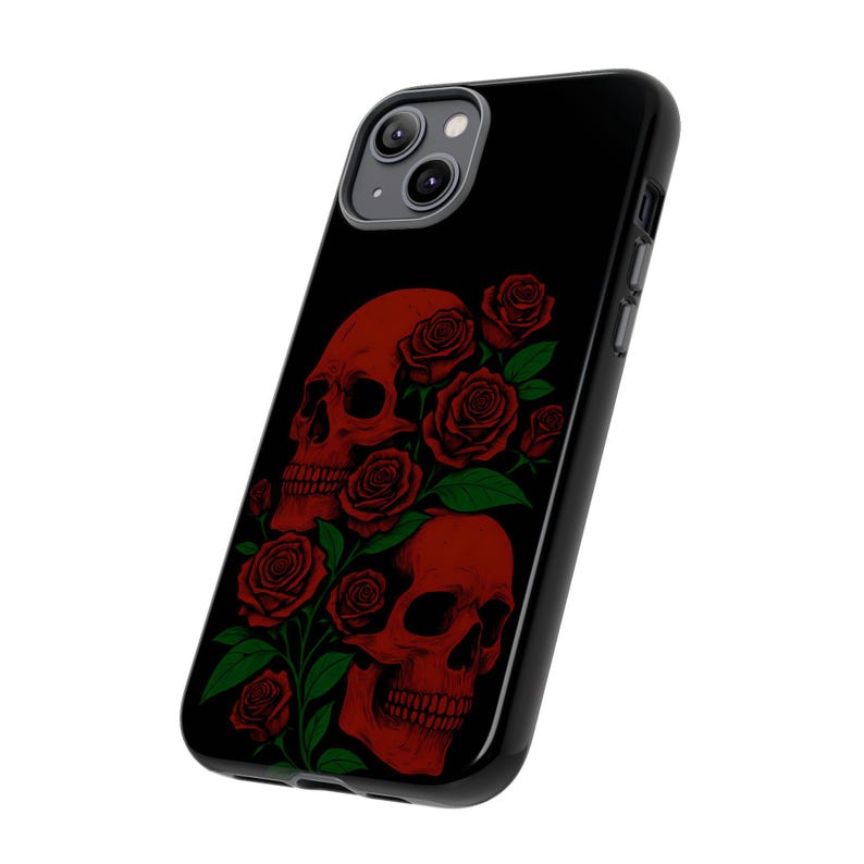 Skull and Roses Tough Phone Case, Gothic Floral, Goth Halloween Gift ...