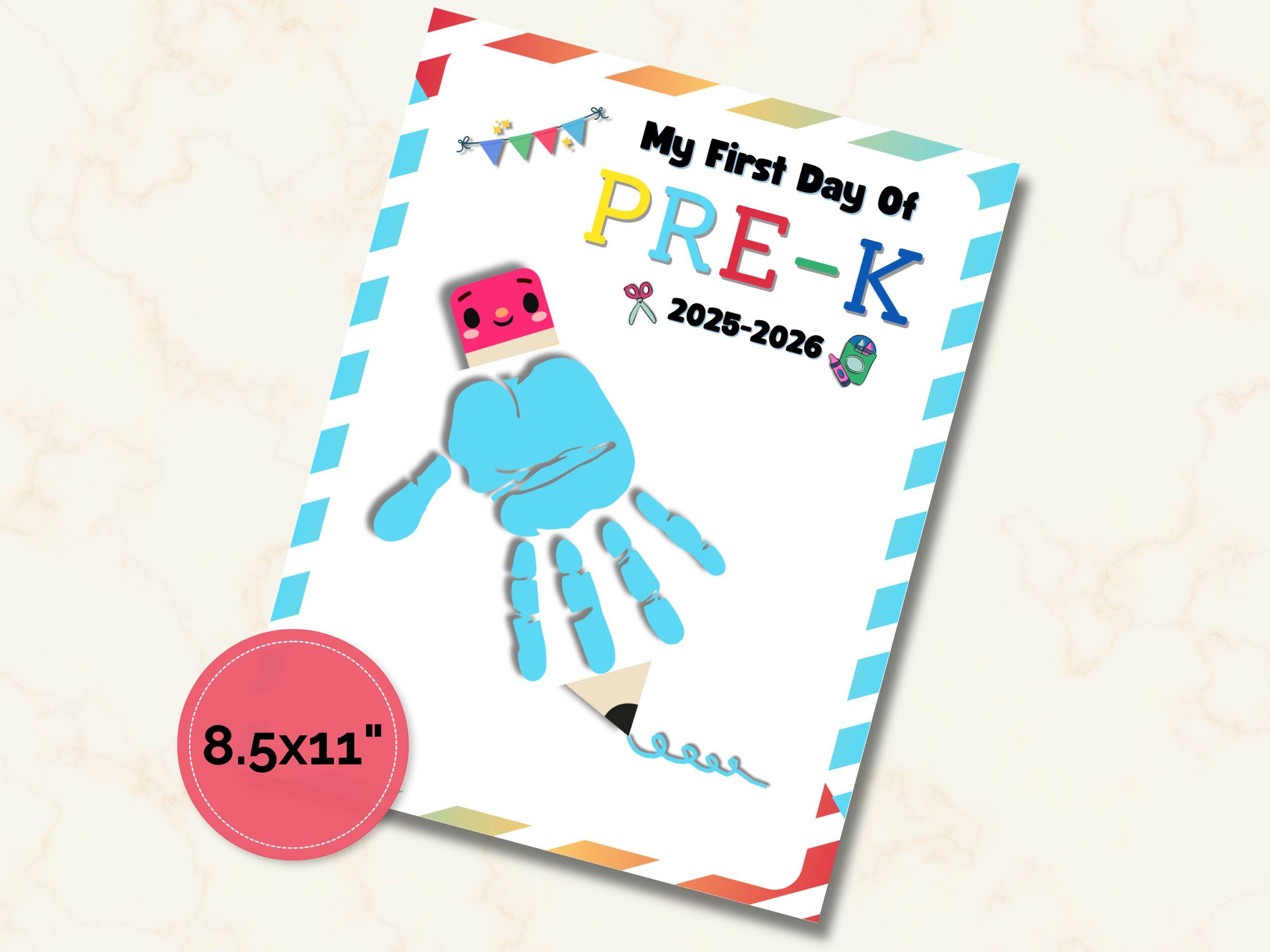 Pencil First Day of School Pre K Craft, Back to School Handprint Art ...