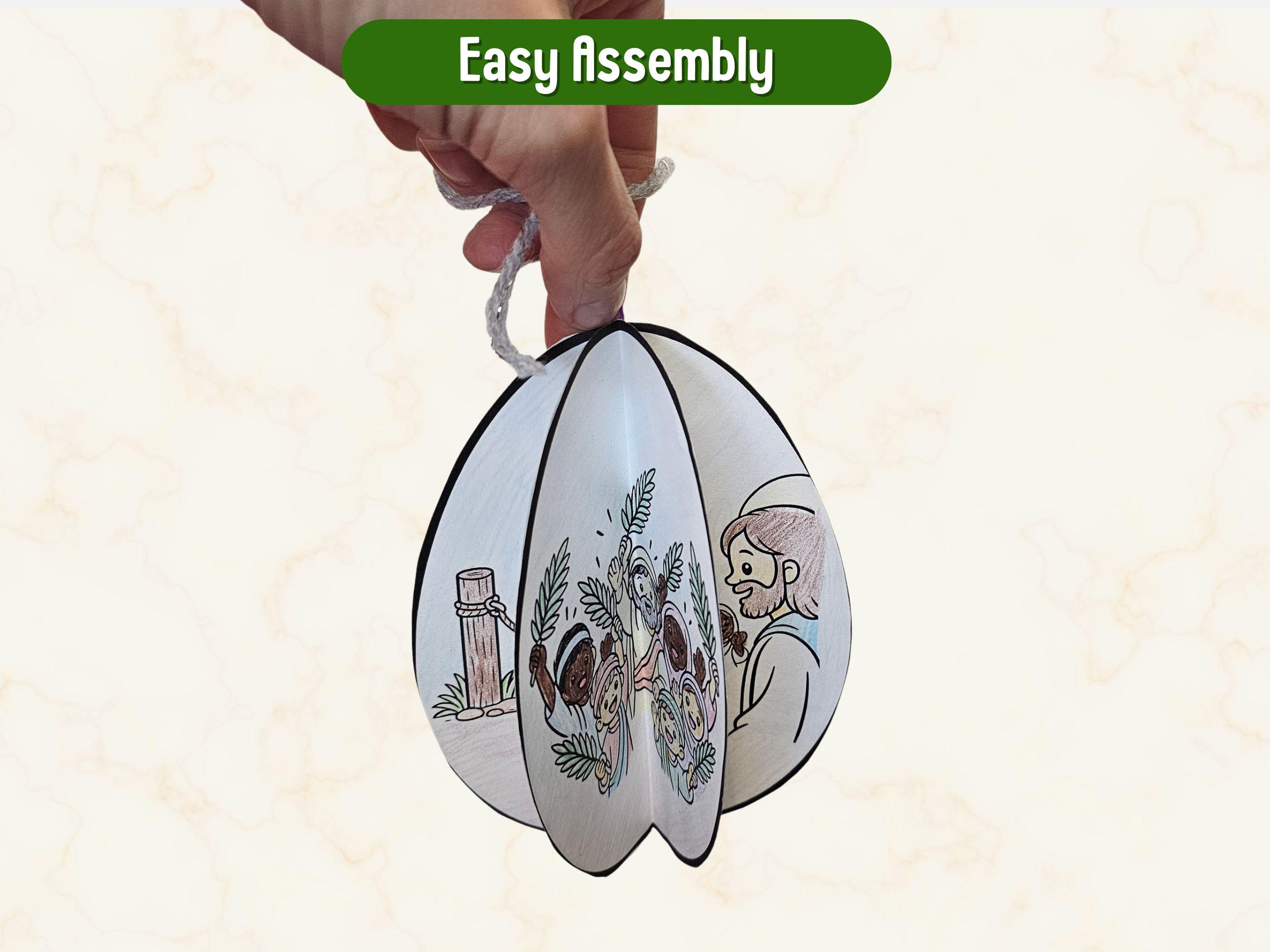Palm Sunday Craft, Easter Story 3D Egg Craft for Kids, Palm Sunday ...