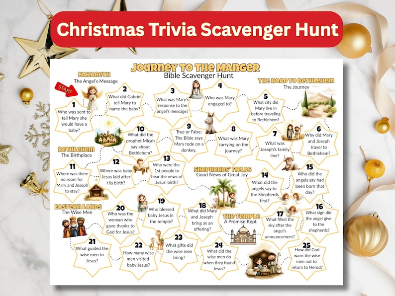 Christmas Trivia for Christians, Christmas Scavenger Hunt Printable ...