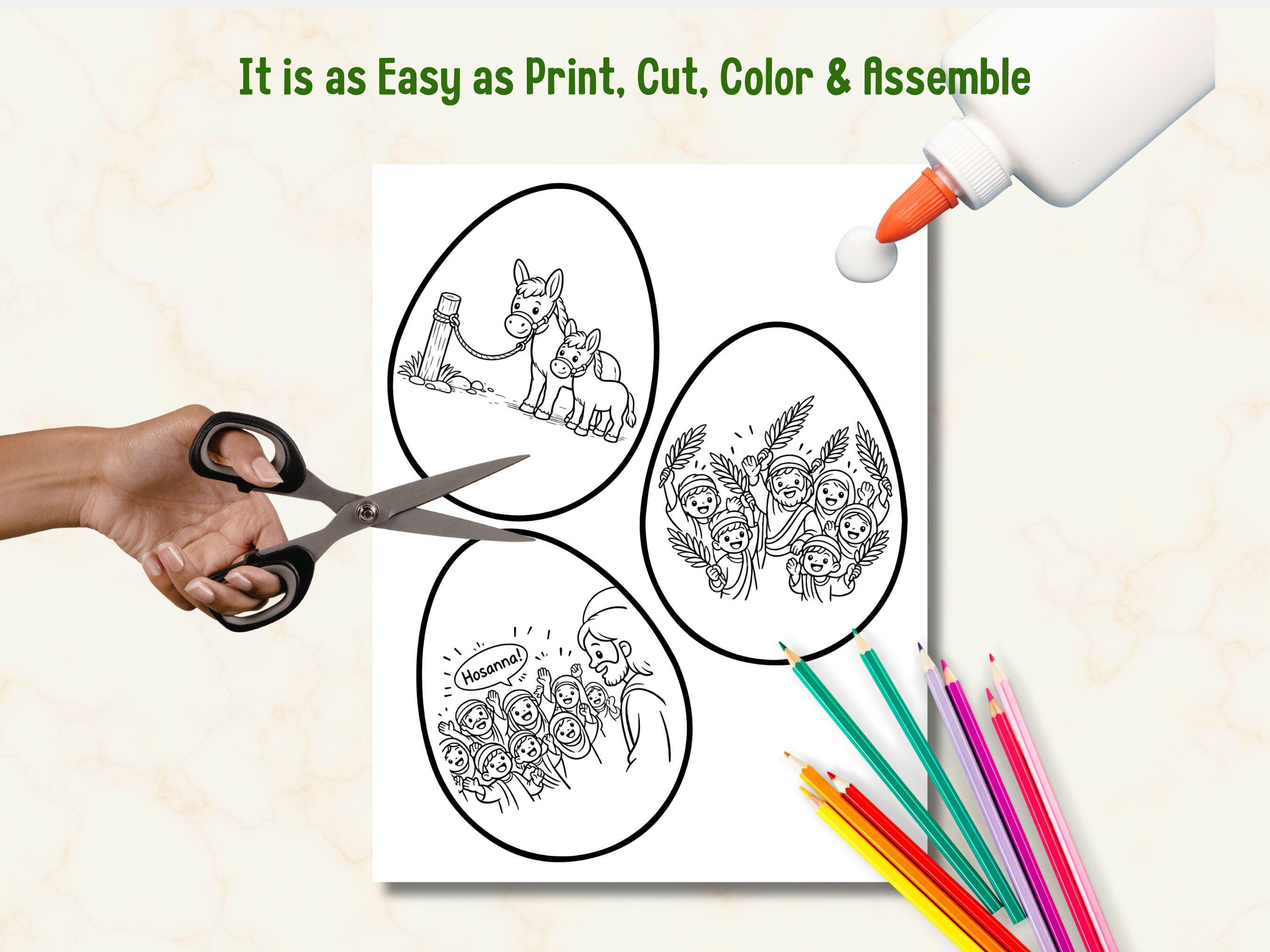 Palm Sunday Craft, Easter Story 3D Egg Craft for Kids, Palm Sunday ...