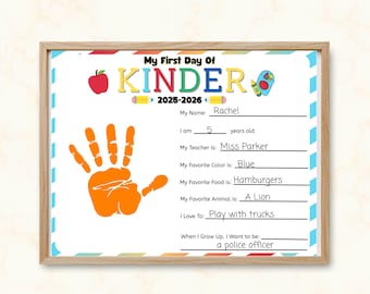 First Day of Prek Handprint Craft, Back to School Craft, Prek Handprint ...