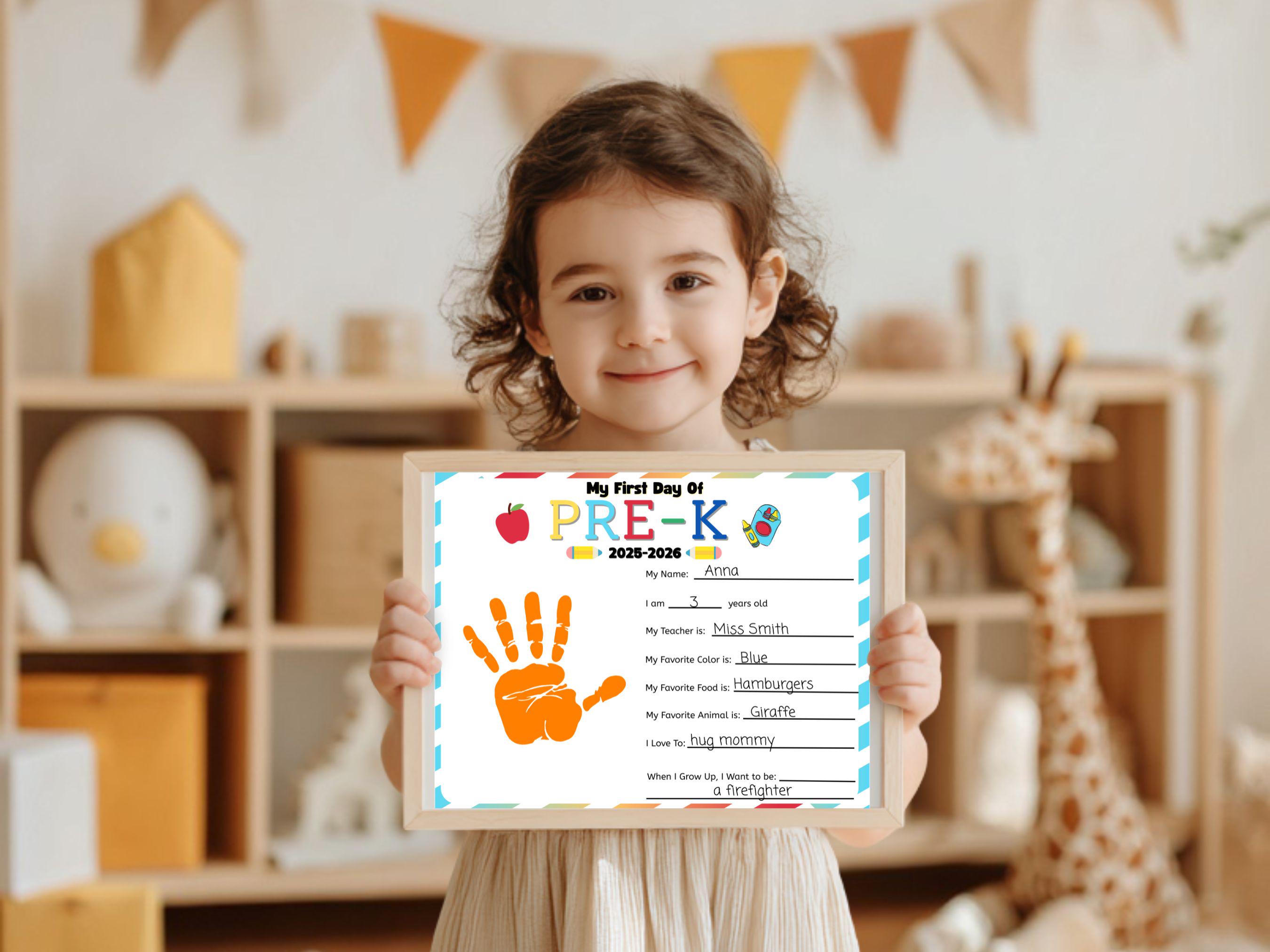First Day of Prek Handprint Craft, Back to School Craft, Prek Handprint ...